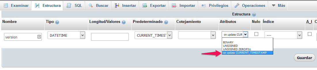 On update current timestamp mysql Develou